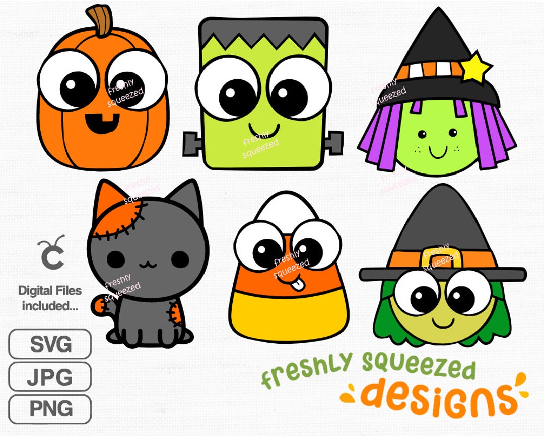 Cute Halloween Clipart, Candy Corn, Witch, Trick or Treat, Svg Png Jpg ...