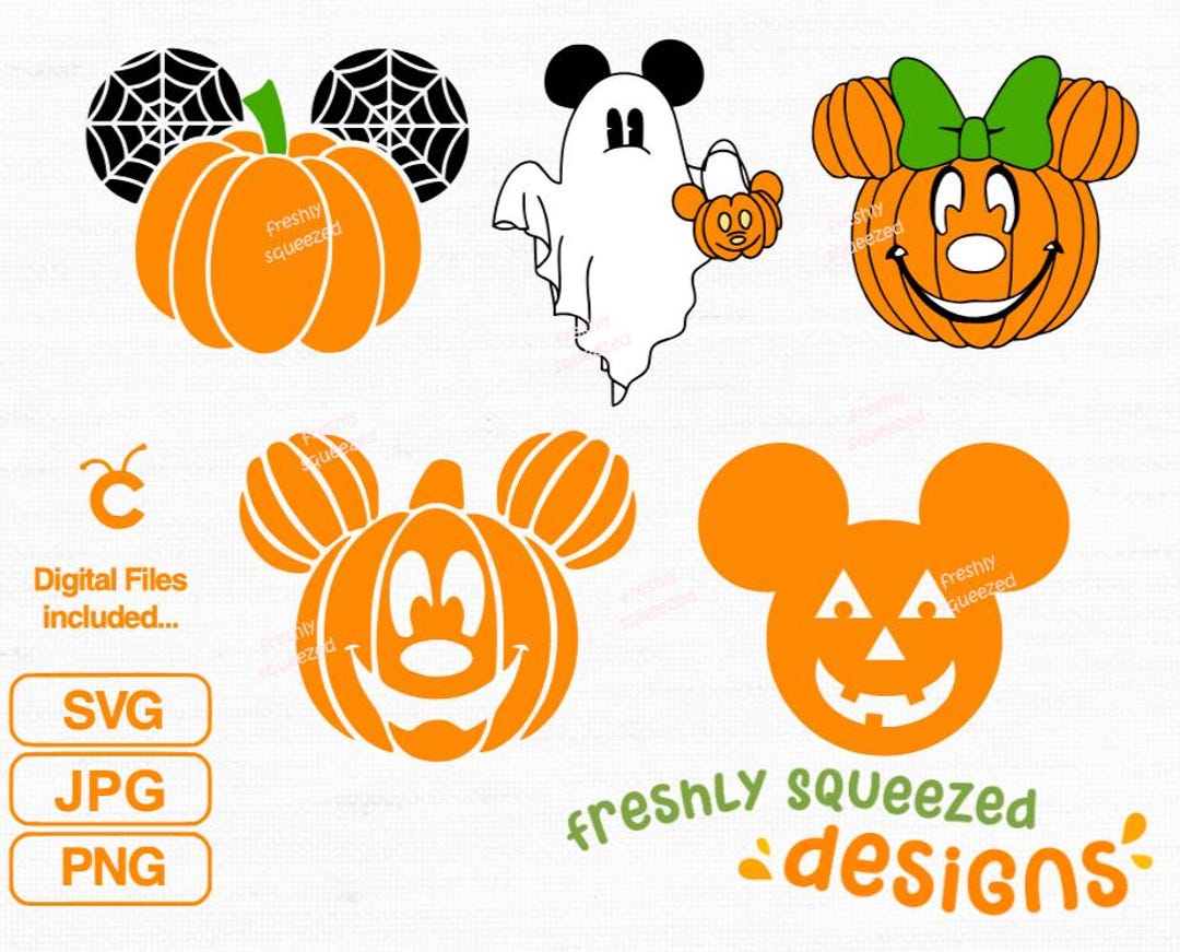 Halloween Mickey Mouse Pumpkin Ghost SVG Bundle: Cricut, Silhouette ...