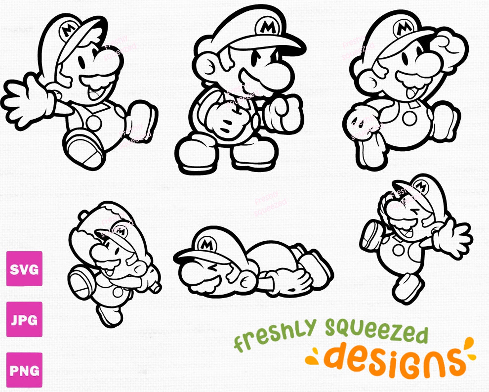 Paper Mario Svg Png Jpg Bundle, Cricut Cut Files, Silhouette and ...