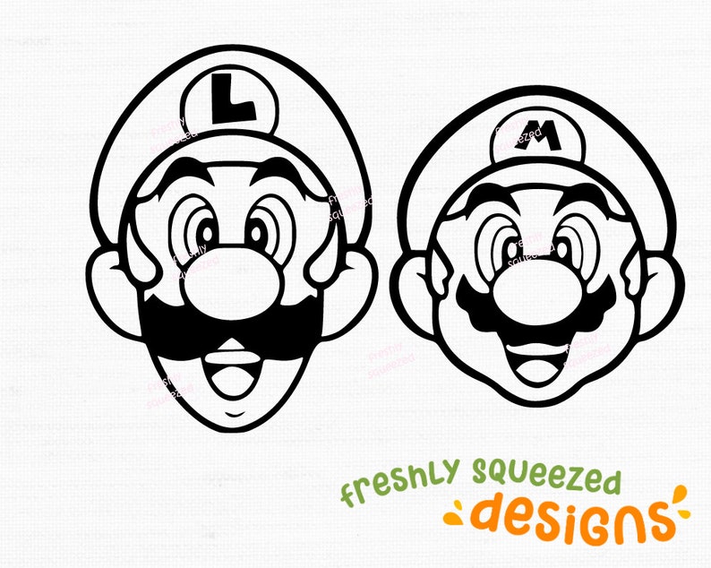 Mario and Luigi Face Faces Svg Png Jpg Bundle, Cricut Cut Files, Silhouette and Sublimation ...