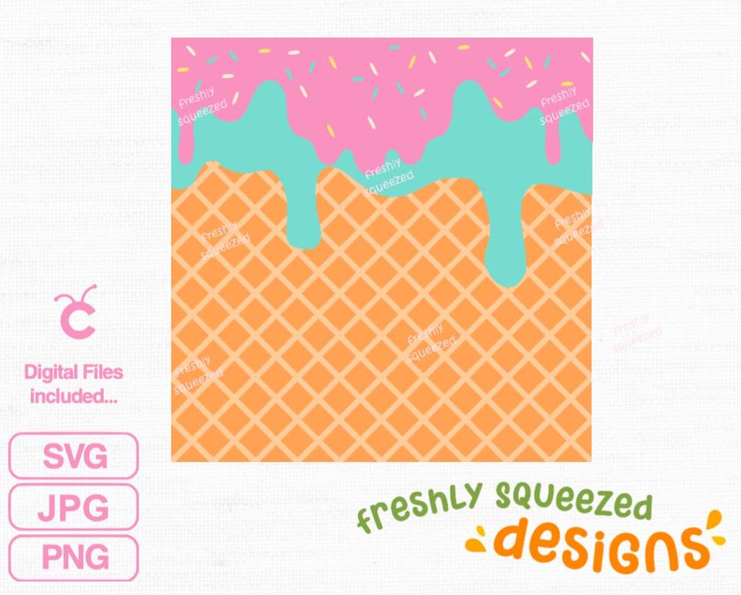 Ice Cream Waffle Cone Drip Pattern: SVG PNG JPG Bundle (digital ...