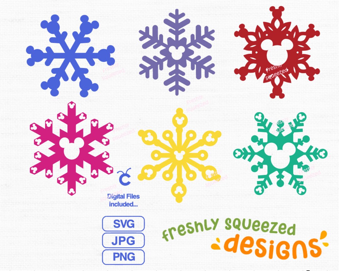 Mickey Christmas Snowflake SVG Bundle: Holiday Cut Files (digital ...