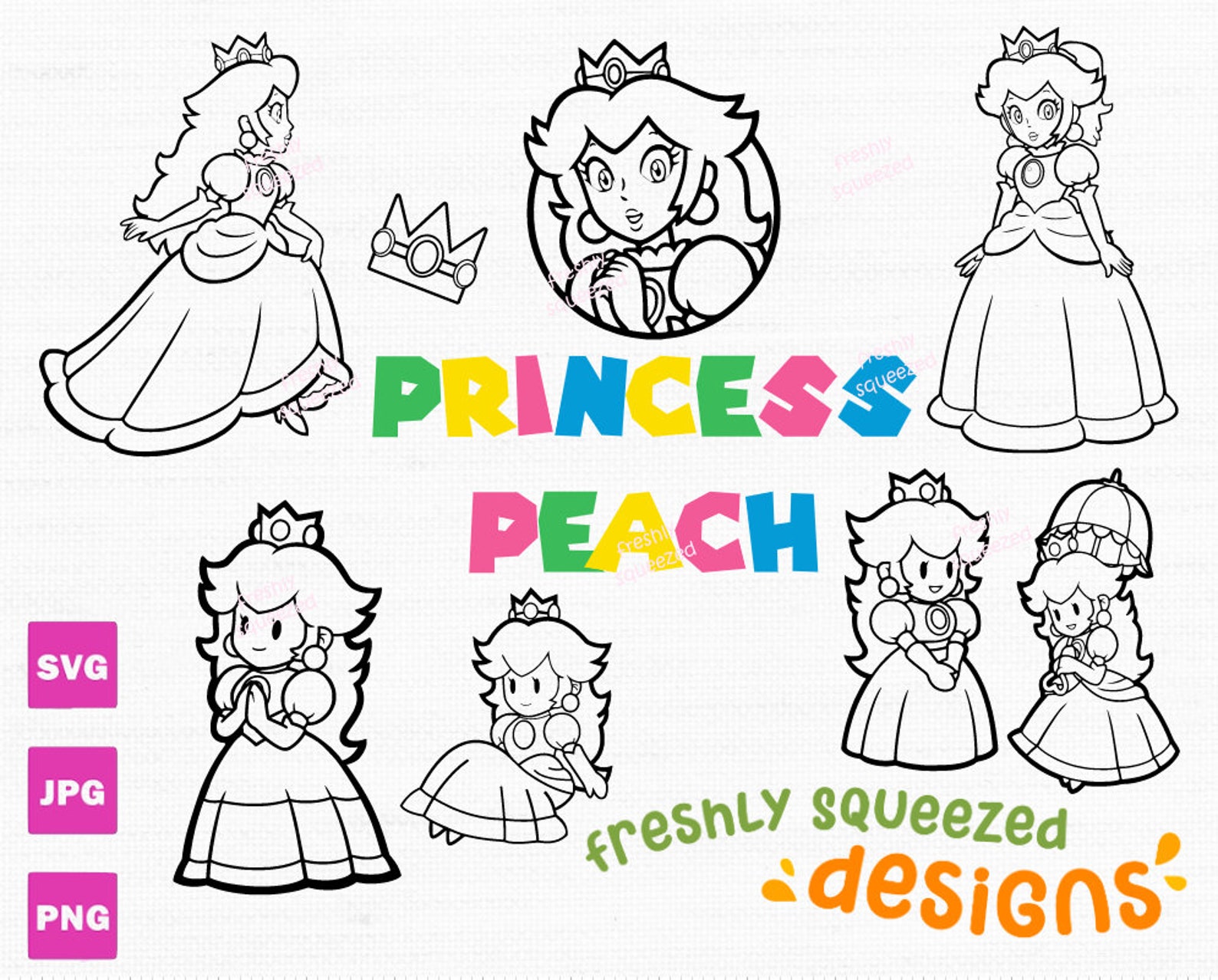 Princess Peach Collection Svg Png Jpg Bundle Cricut Cut - Etsy Canada