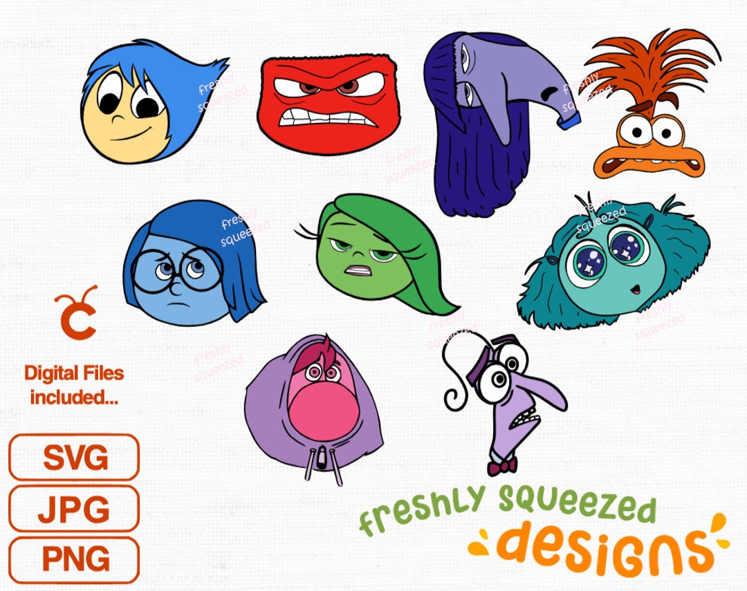Character Faces From Inside Out Movie, Anxiety, Ennui, Sadness, Fear ...