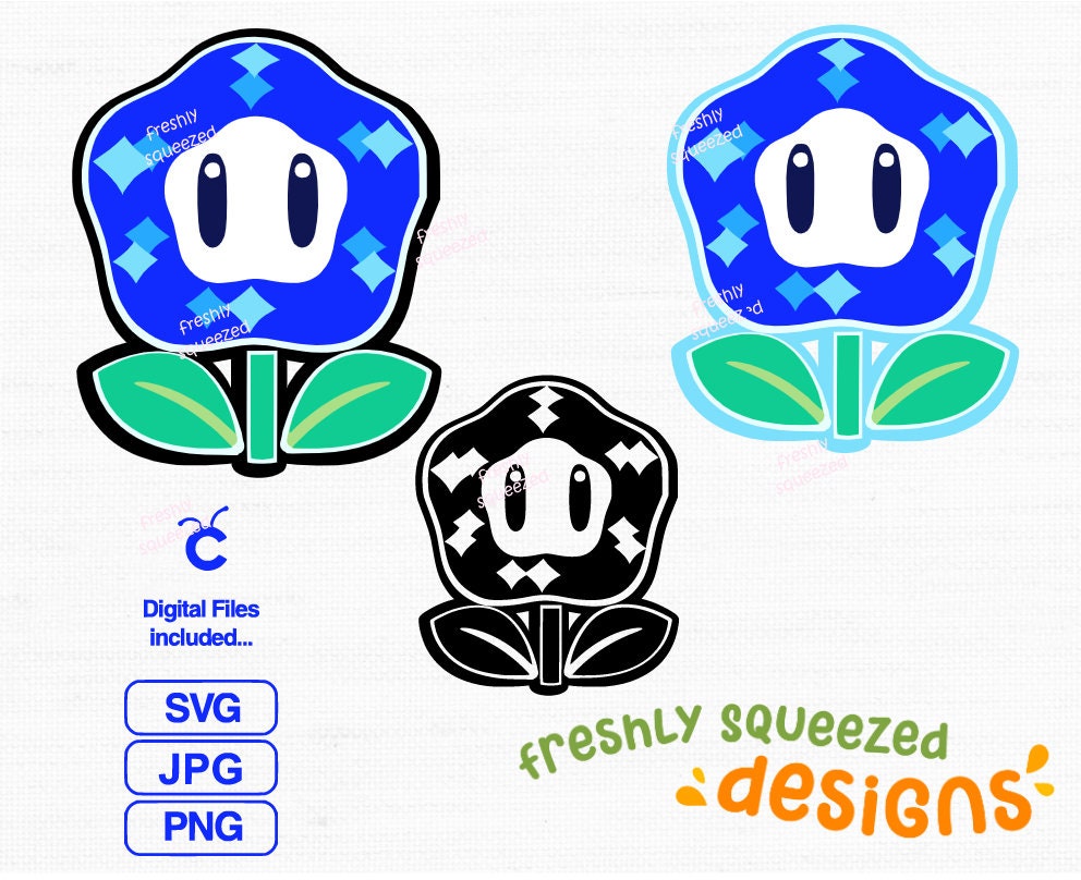 Mario Wonder Flower up Power Flowers SVG PNG JPG 2 Design Bundle Cut ...