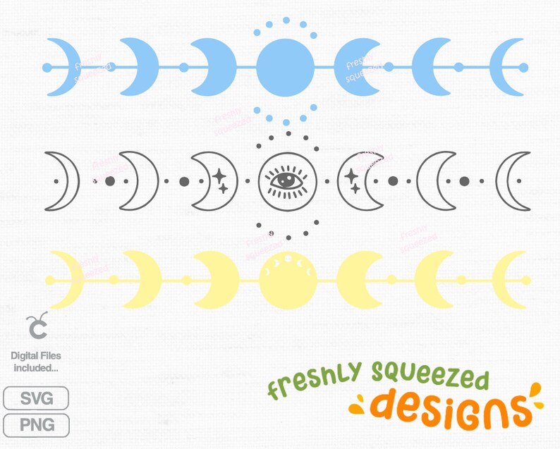Moon Lunar Phases SVG Bundle SVG File for Cricut Moon - Etsy