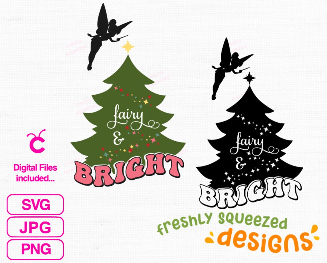 Tinkerbell Christmas Tree SVG: Fairy Design, Mickey Ears (digital ...