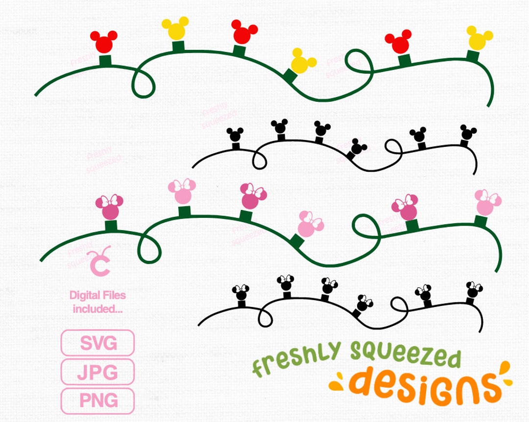 Christmas Minnie Mickey Lights Bundle, Christmas Lights Svg, Magical ...