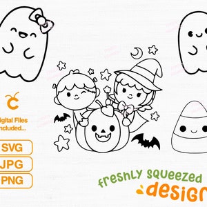 Cute Halloween Clipart, Candy Corn, Ghosts, Trick or Treat, Svg Png Jpg ...