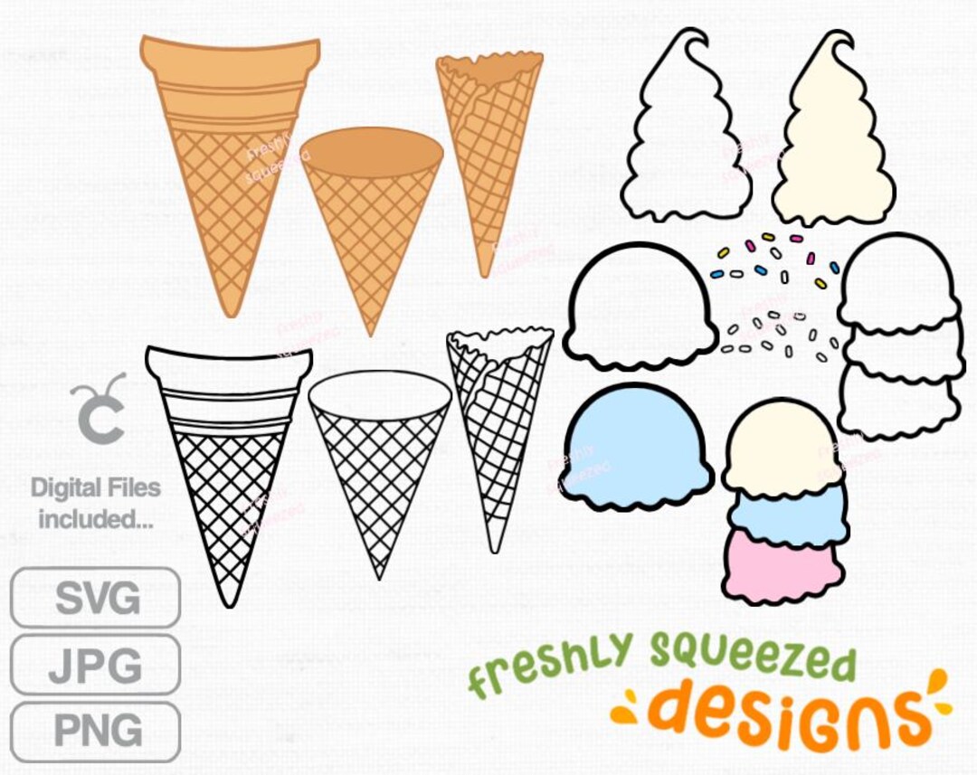 Ice Cream Cone SVG Bundle: Waffle Cone Clipart (digital Download) - Etsy