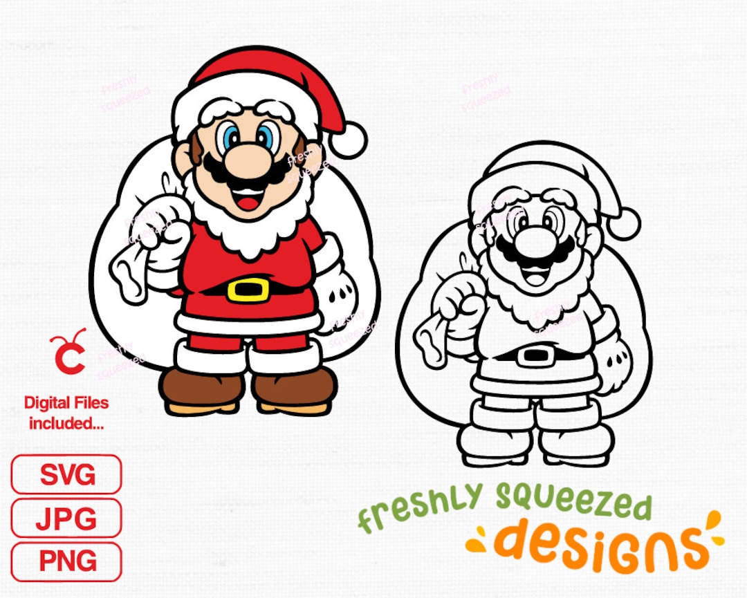 Merry Christmas Mario Santa Design: SVG, PNG, JPG (digital Download) - Etsy