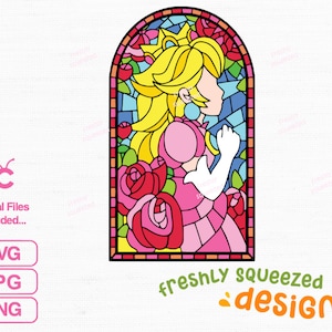 Princess Peach Stained Glass Window, Svg Png Jpg Bundle - Cricut Cut ...
