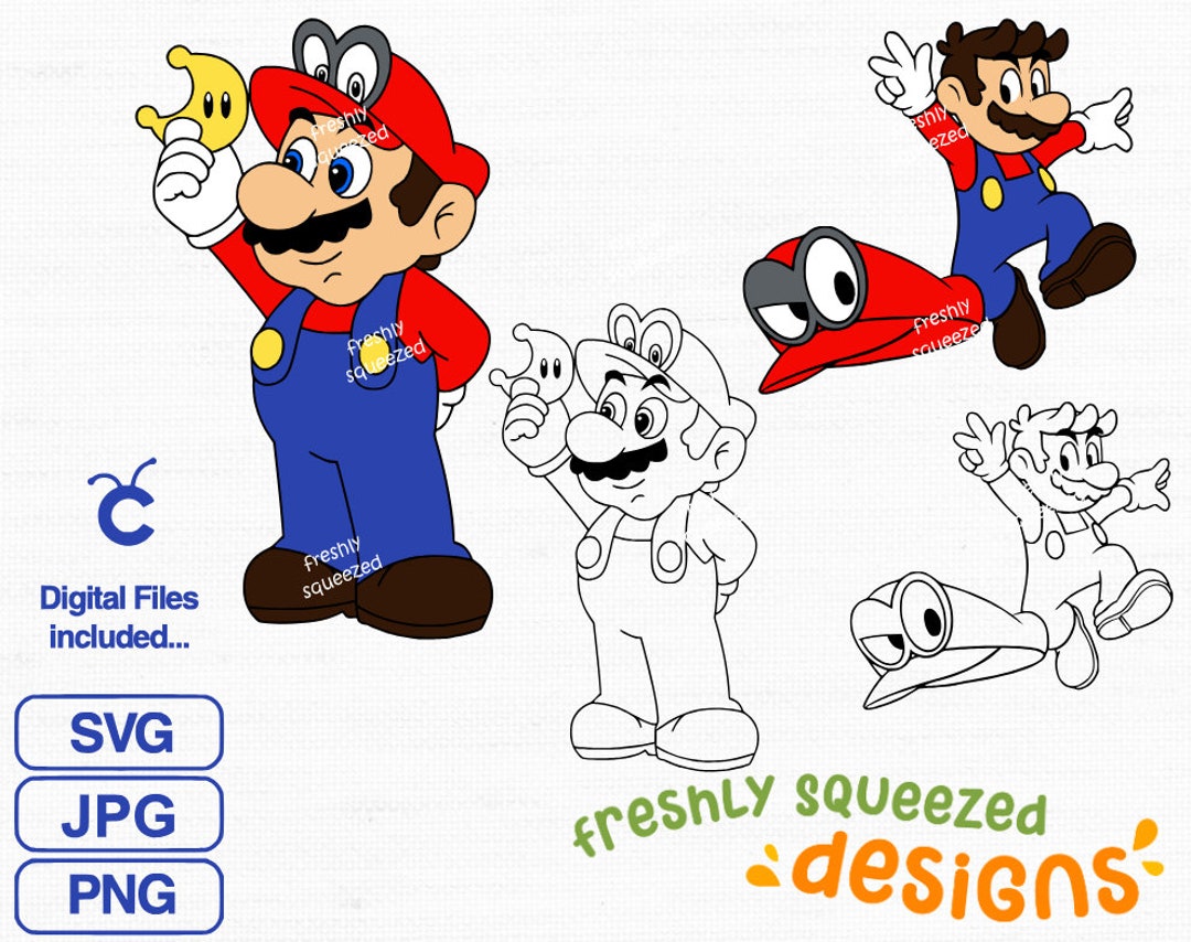 Mario Odyssey Cappy Bundle - SVG PNG JPG - 2 Design Bundle - Cut Files ...