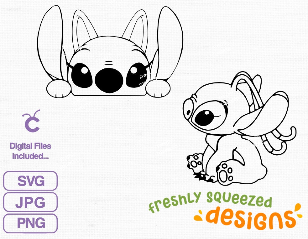 Lilo and Stitch, Angel, Pink Stitch, SVG PNG JPG, Pink Cute Design ...