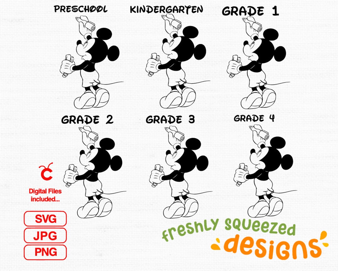 Mickey Mouse Back to School Bundle School Grades Mickey Cut - Etsy