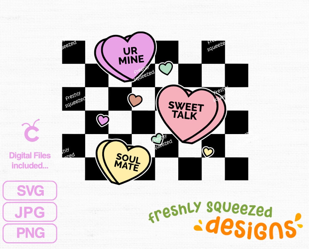 Valentines Candy Heart Retro Checker Design: SVG PNG JPG (digital ...
