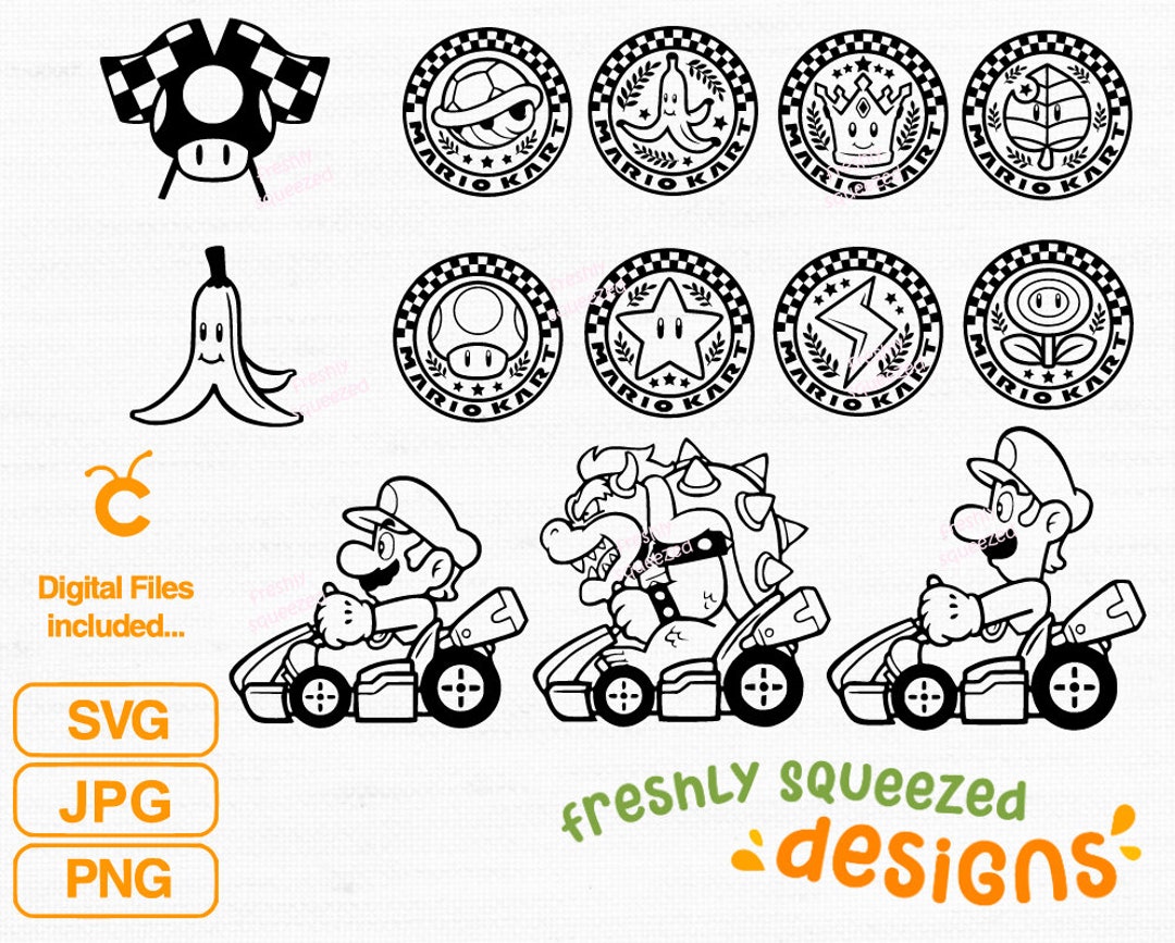 Mario Kart Badge SVG Bundle: Characters & Power-ups (digital Download ...