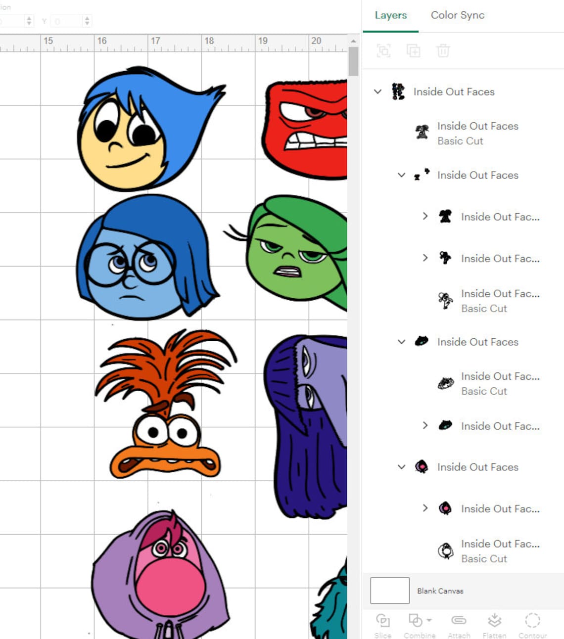 Inside Out Movie Character Faces: SVG PNG JPG Cut Files (digital ...