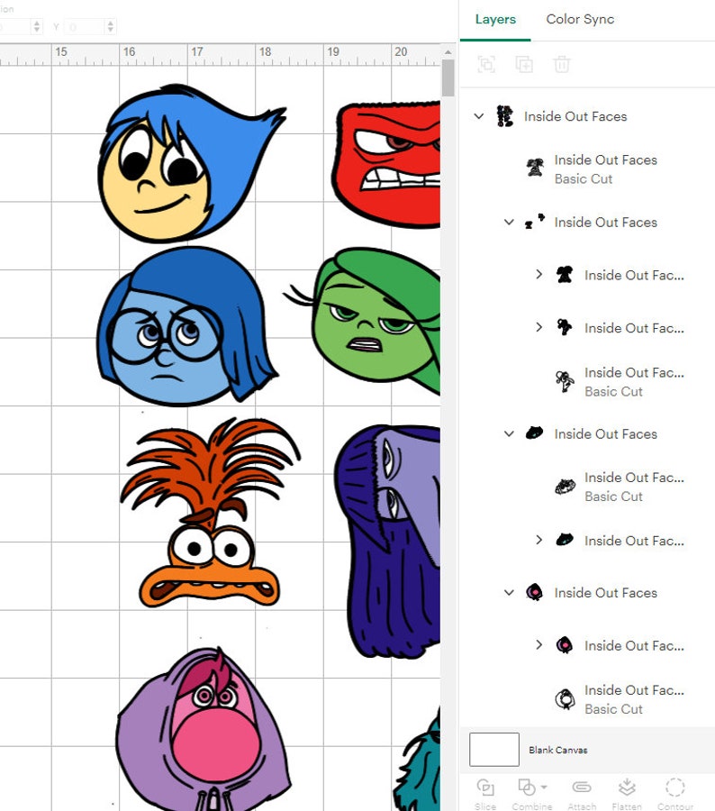 Inside Out Movie Character Faces: SVG PNG JPG Cut Files (digital ...