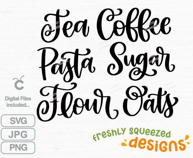 Pantry Labels: Script Font, Kitchen Organization (SVG, PNG, JPG Digital ...