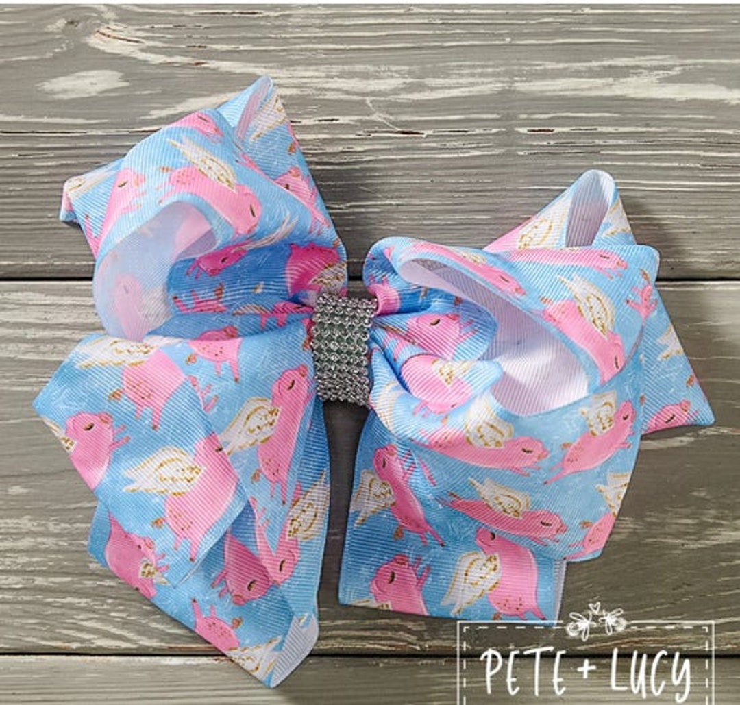 Pete + Lucy Deluxe Bow Pink on High Pigs Bow Pigs Rhinestone Bow - Etsy