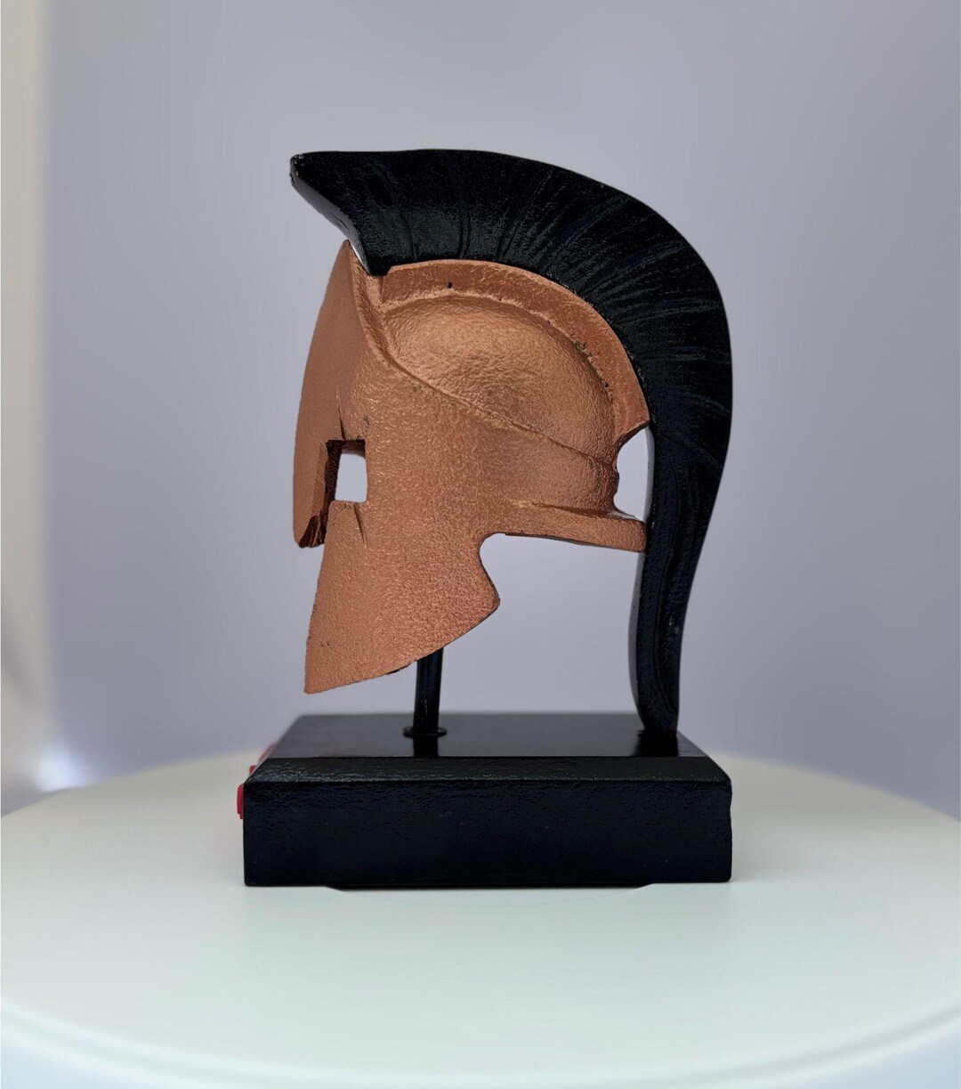 Aluminum Spartan Helmet Memento: Greek Warrior Decor With Wooden Base ...