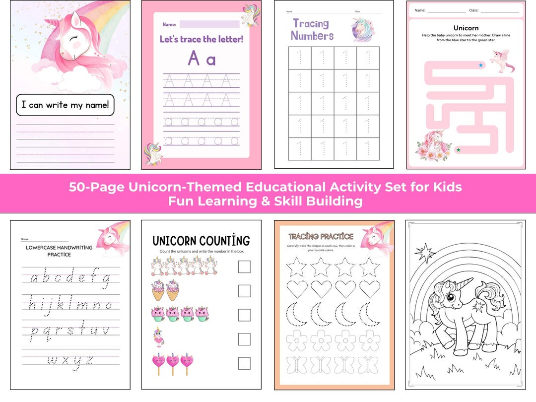 Magical Unicorn Line Tracing Printables for Developing Pencil Skills ...