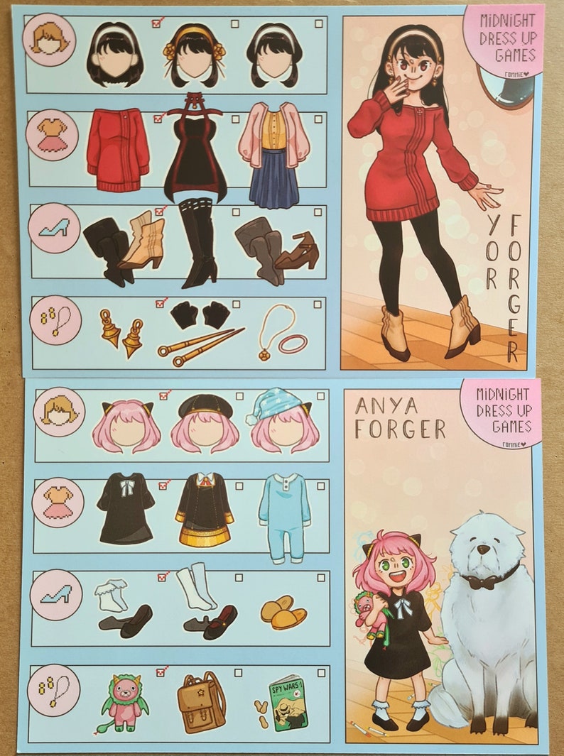 Spy X Family Prints Pack Anya & Yor Forger Dress up Game - Etsy