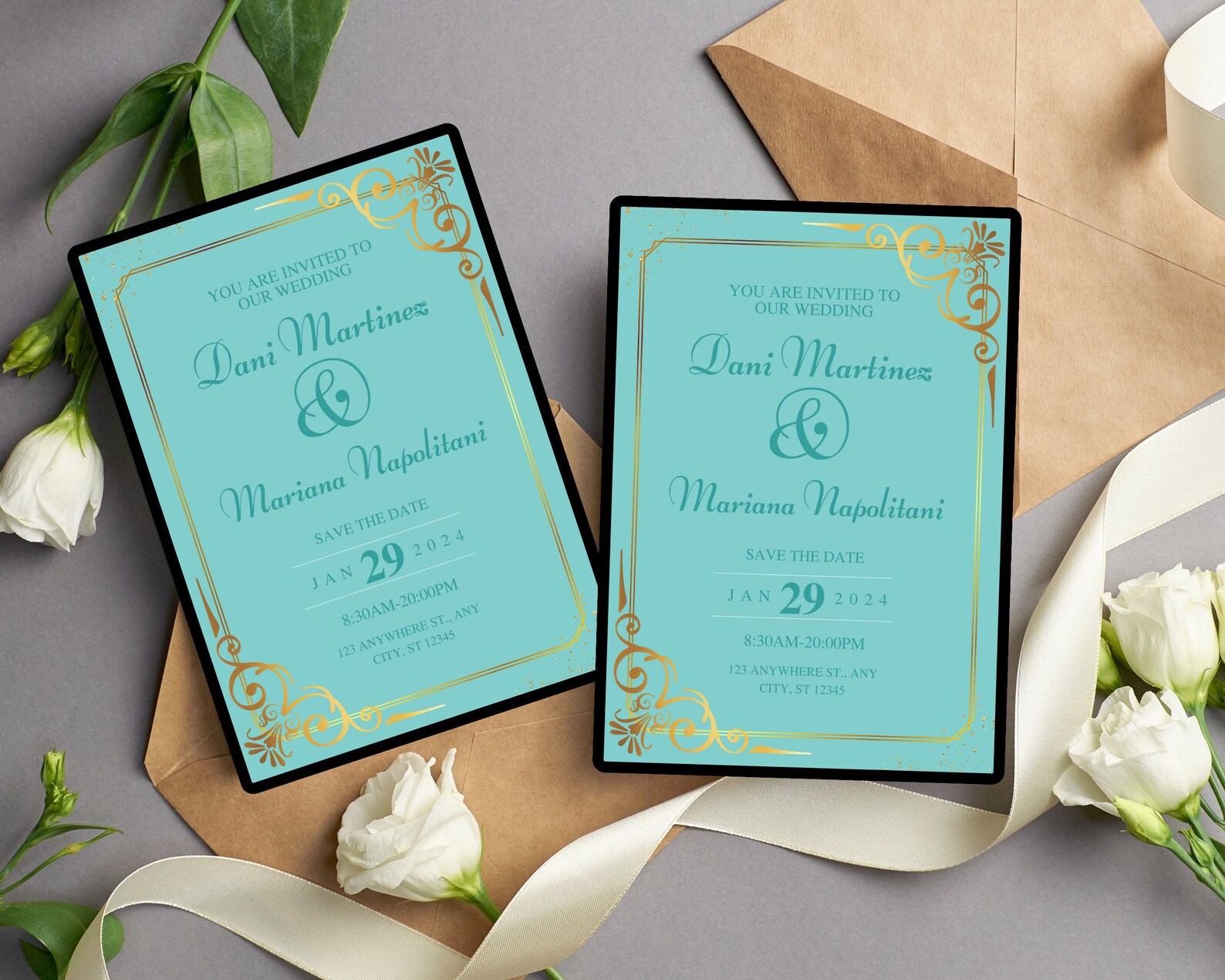 Black Gold Modern Wedding Invitation - Personalized Custom Card - Etsy