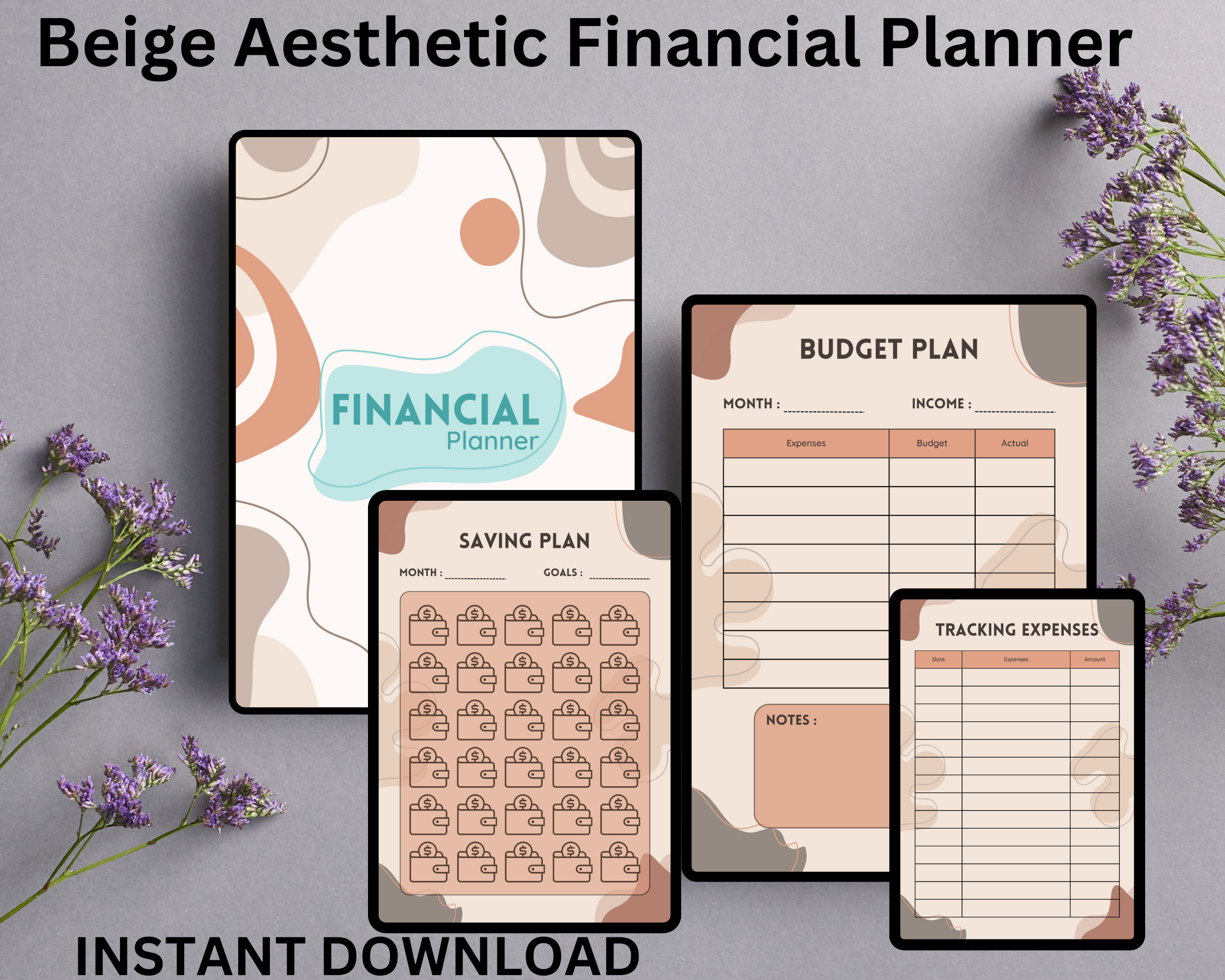 Beige Aesthetic Financial Planner - Etsy
