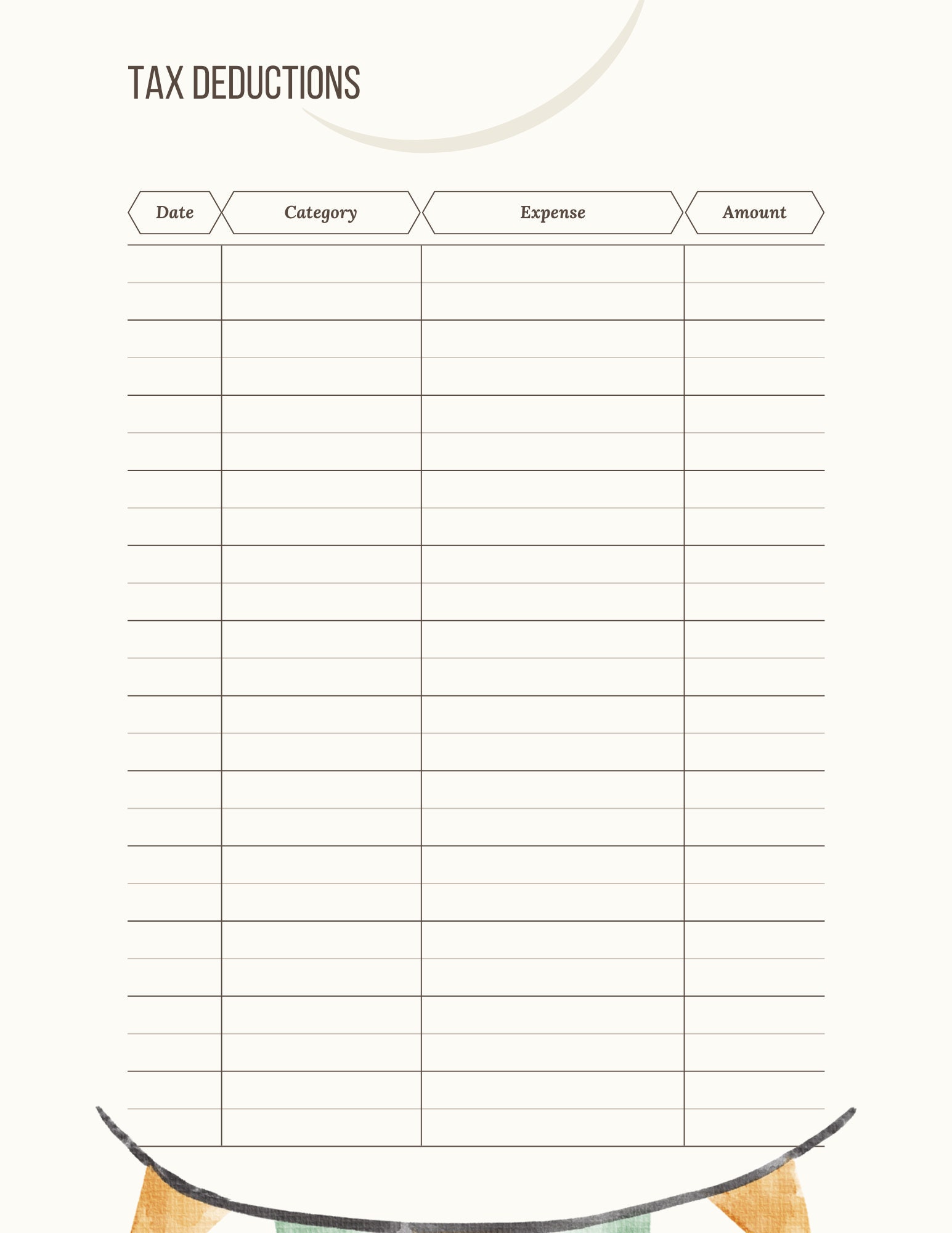 Tax Deductions Sheet Planner. - Etsy