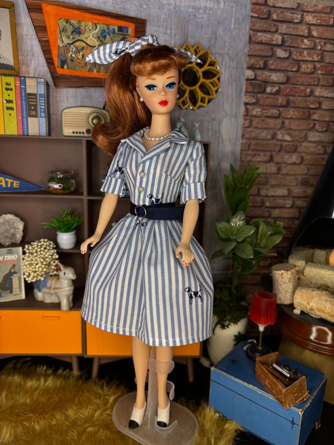 Learns to Cook Beagle Hound Print Dress and Belt and Ponytail Wrap ...