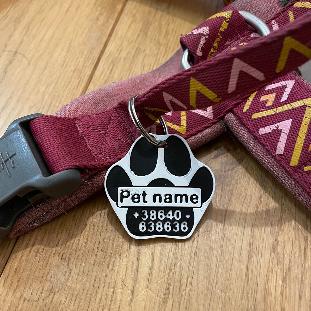 Dog Collar Keychain Apple AirTag Nametag With Phone Number Dog Paw ...