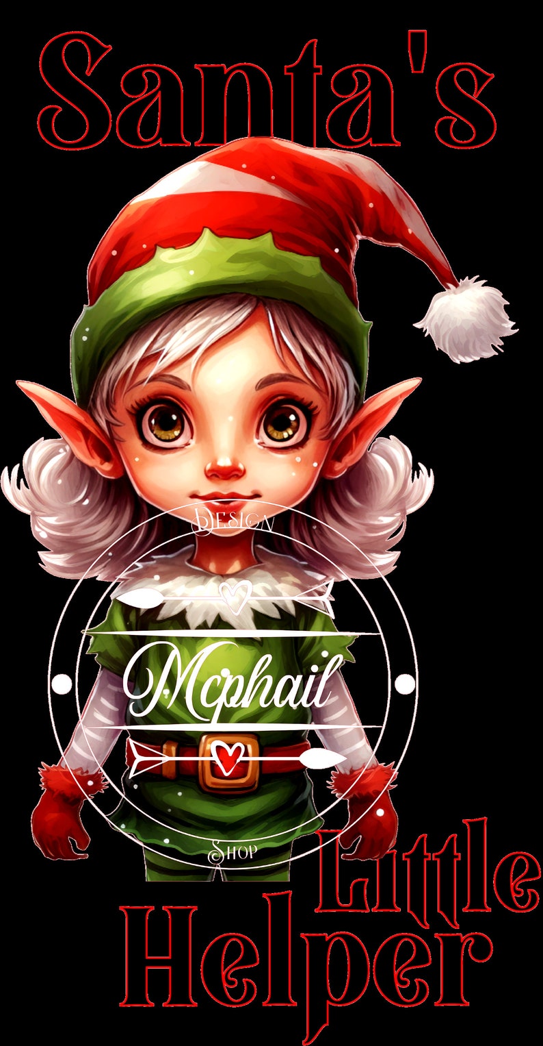 Santa's Little Helper Girl Elf, Christmas Elf, PNG Digital Download ...