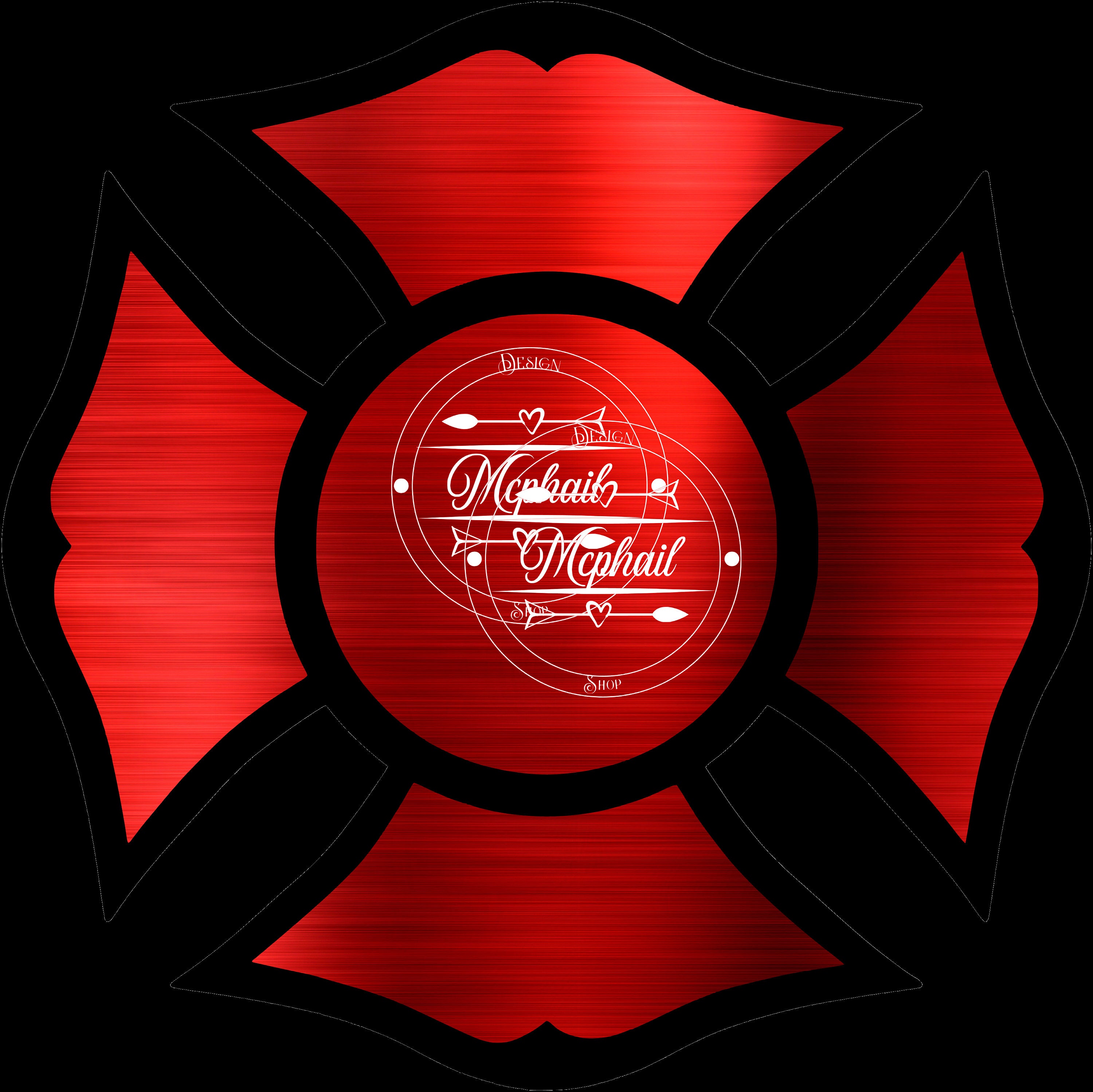 3 Metallic Maltese Designs, Fire Department Cross Design, Black, Red ...