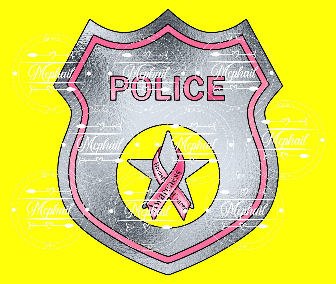 Police Badge Breast Cancer Awareness Police Badge Pink Ribbon October ...