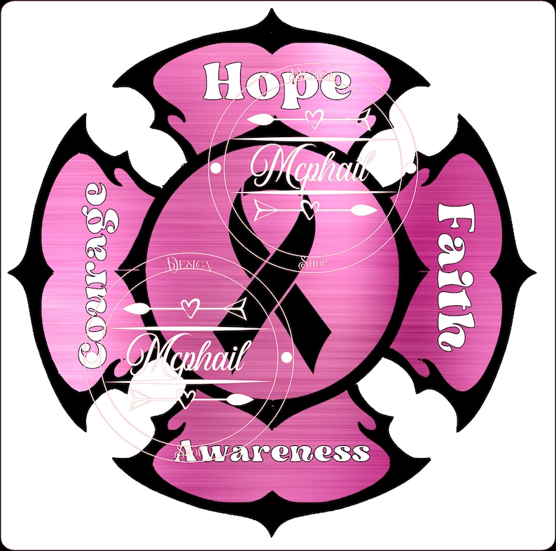 Breast Cancer Awareness Maltese, Fire Department Cross, Pink Metallic ...