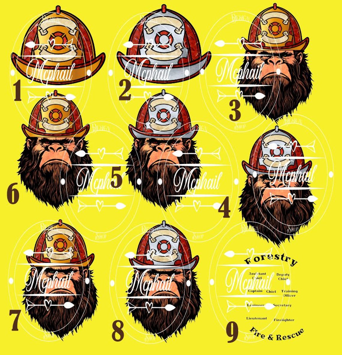 Bigfoot Firefighter Sasquatch Fireman Firefighter Helmet Hairy ...