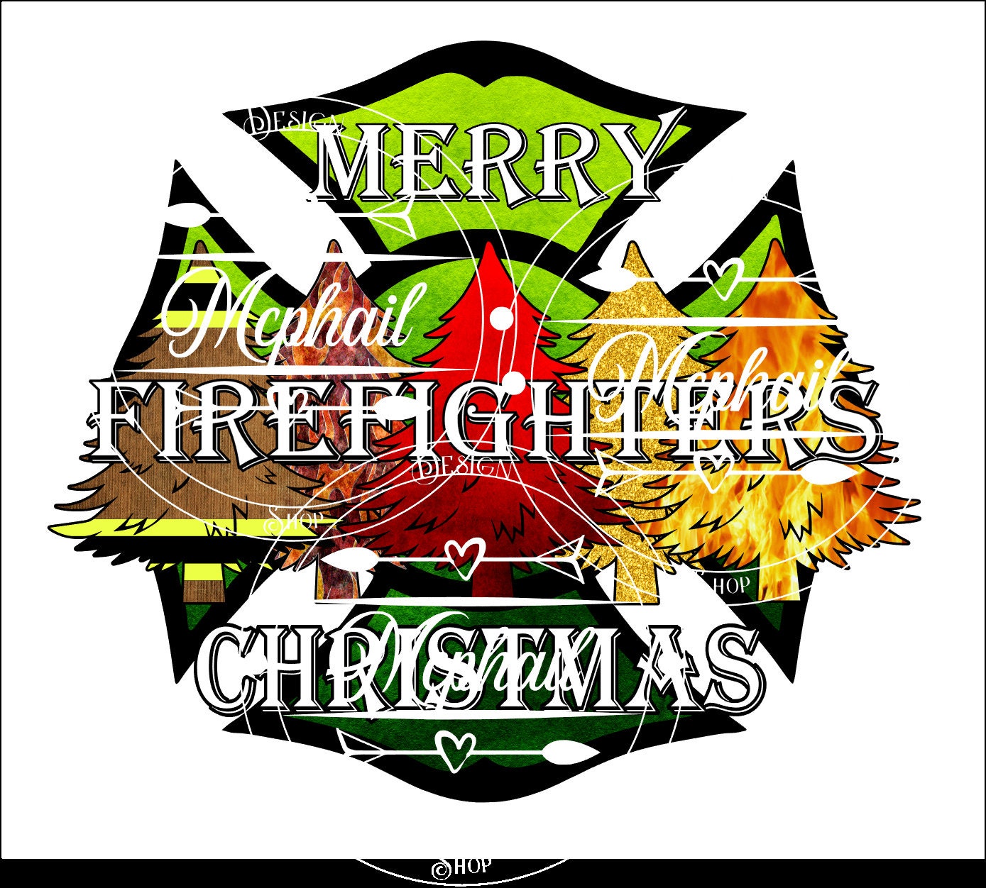 Christmas Firefighter Maltese Bundle, Fireman Christmas Tree, Merry ...