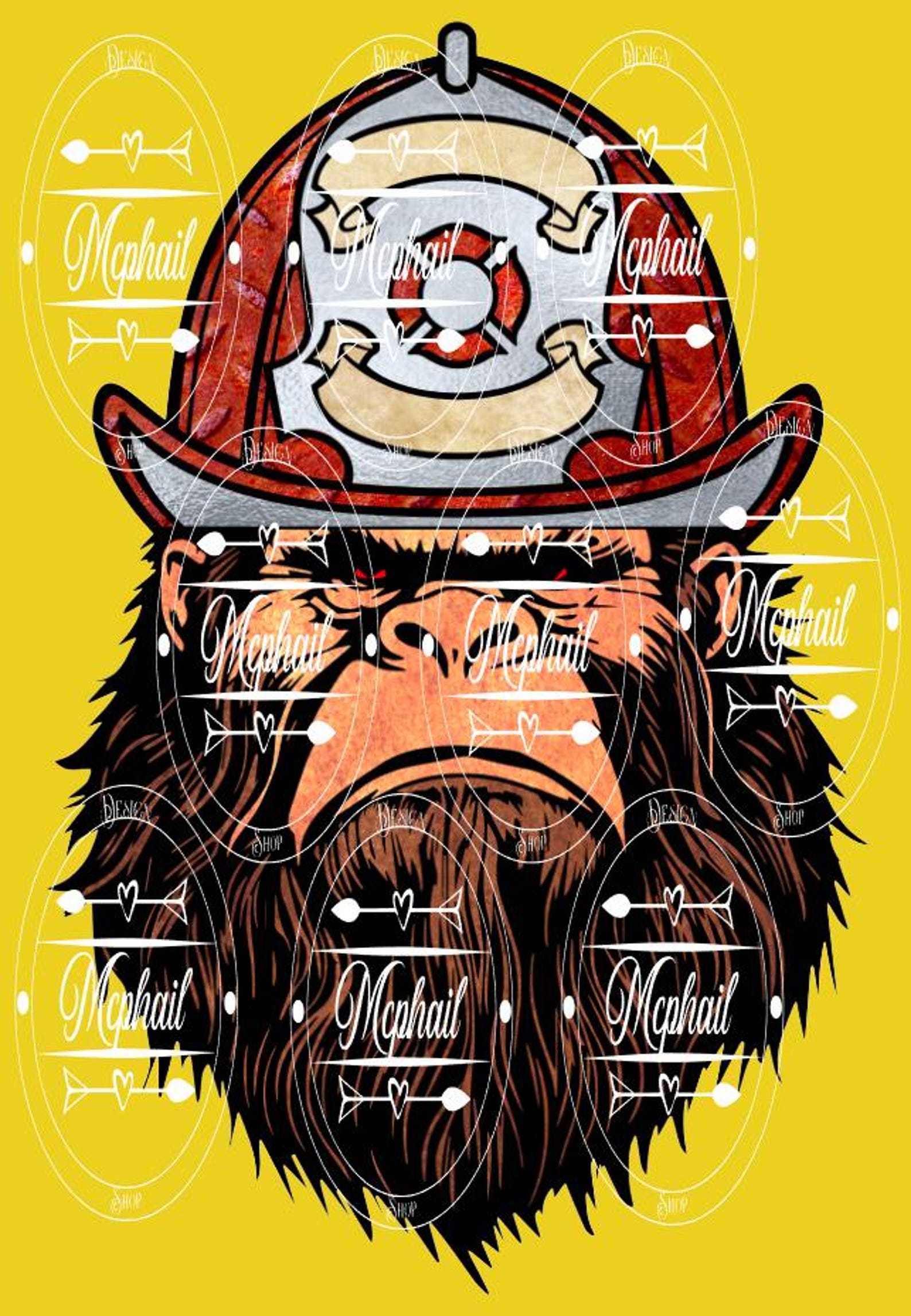 Bigfoot Firefighter Sasquatch Fireman Firefighter Helmet Hairy ...