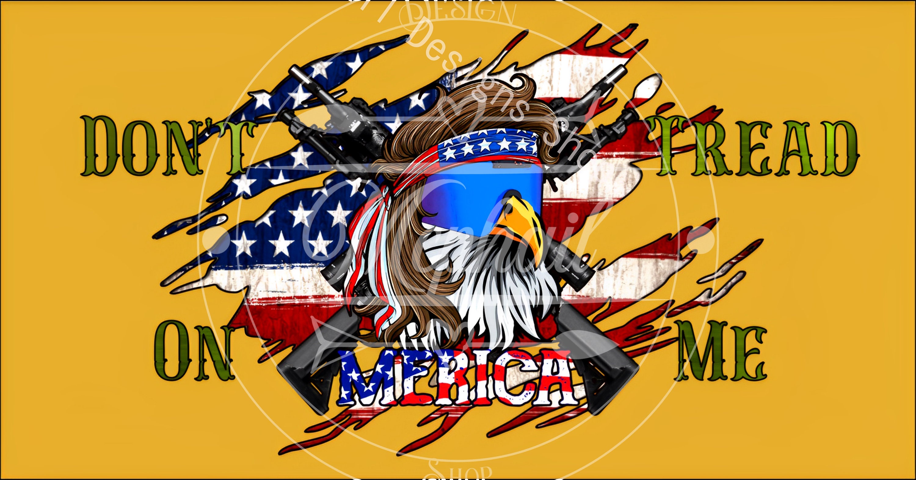 Don't Tread on Me Mullet Merica Eagle, American Flag Ripped, Yellow ...