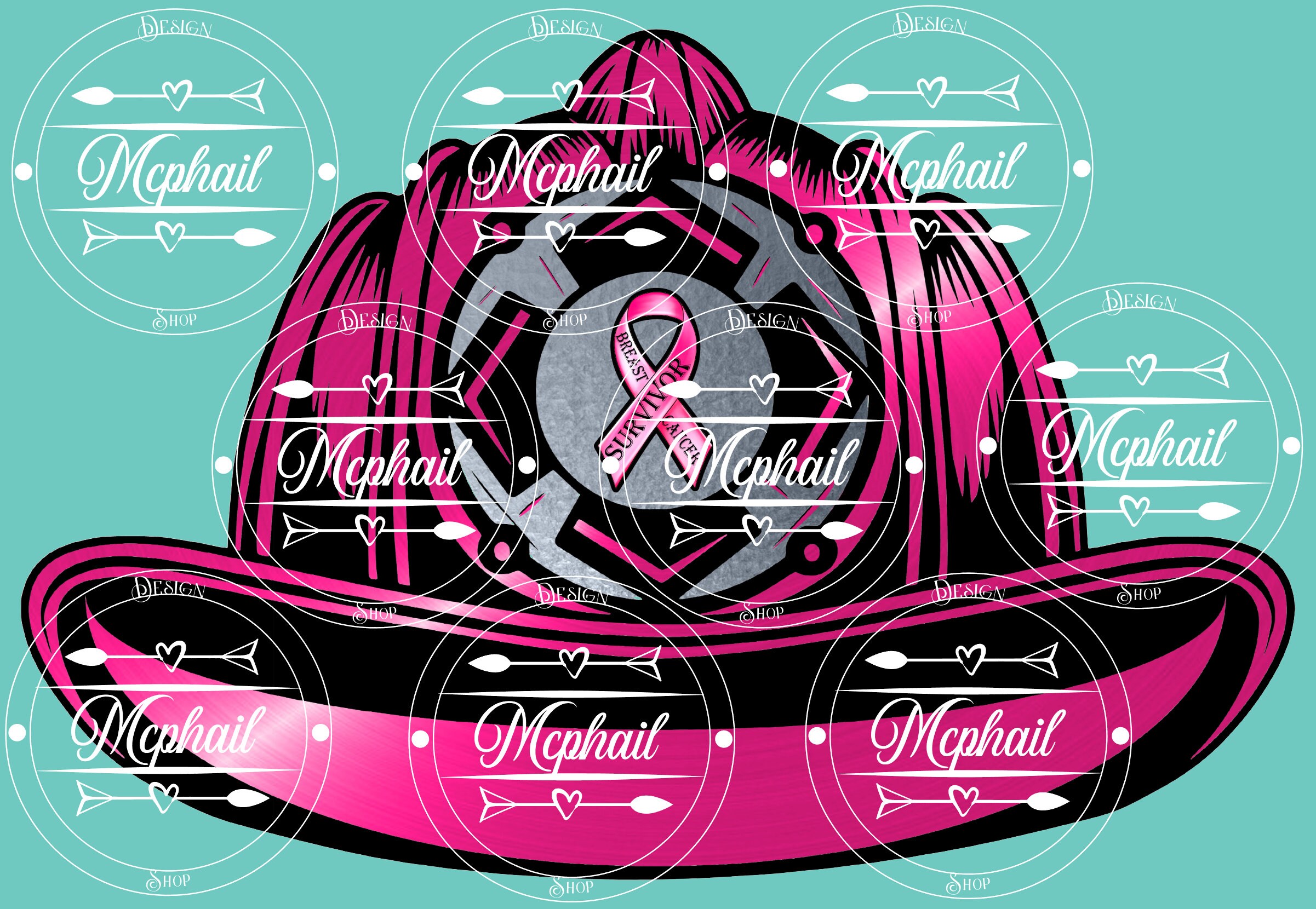 Bundle of 7 PNG Breast Cancer Awareness Fire Helmet Breast Cancer ...