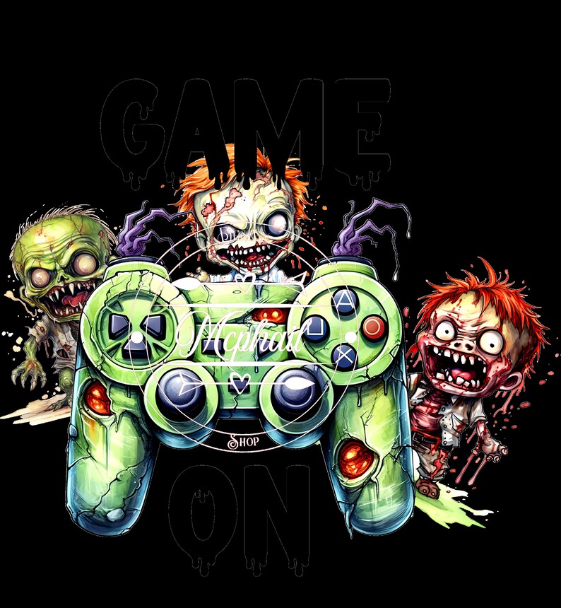 Halloween Zombie Controller Game on PNG Digital Download Sublimation ...
