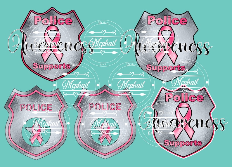 Police Badge Breast Cancer Awareness Police Badge Pink Ribbon October ...
