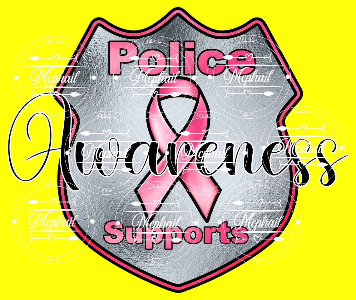 Police Badge Breast Cancer Awareness Police Badge Pink Ribbon October ...