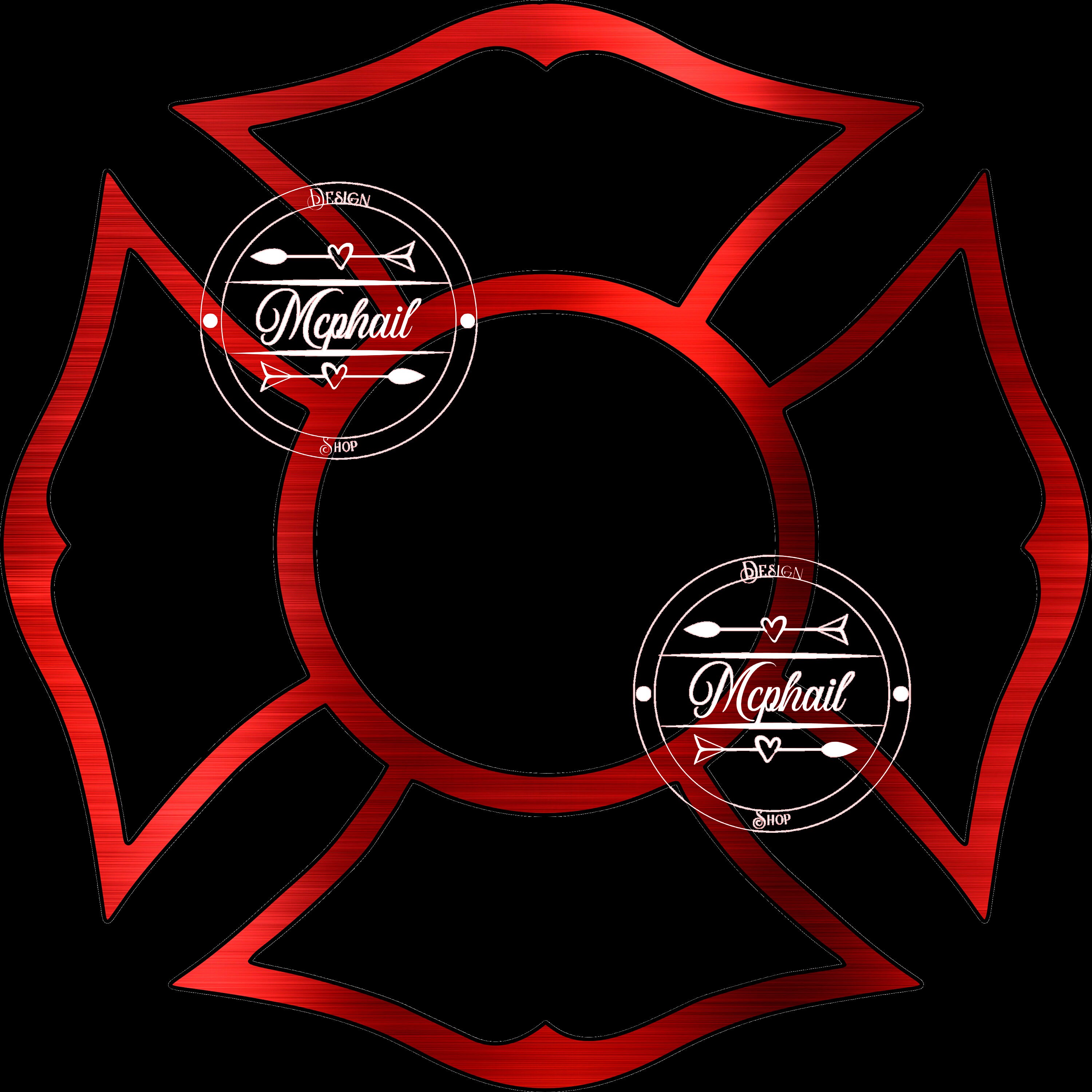 3 Metallic Maltese Designs, Fire Department Cross Design, Black, Red ...