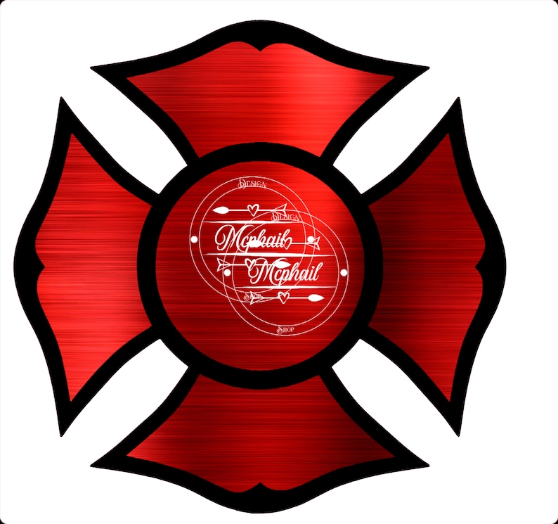 3 Metallic Maltese Designs, Fire Department Cross Design, Black, Red ...