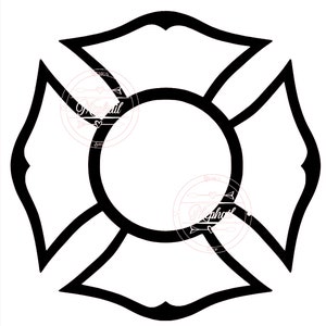 3 Metallic Maltese Designs, Fire Department Cross Design, Black, Red ...