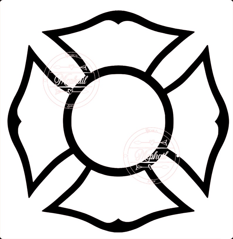 3 Metallic Maltese Designs, Fire Department Cross Design, Black, Red ...