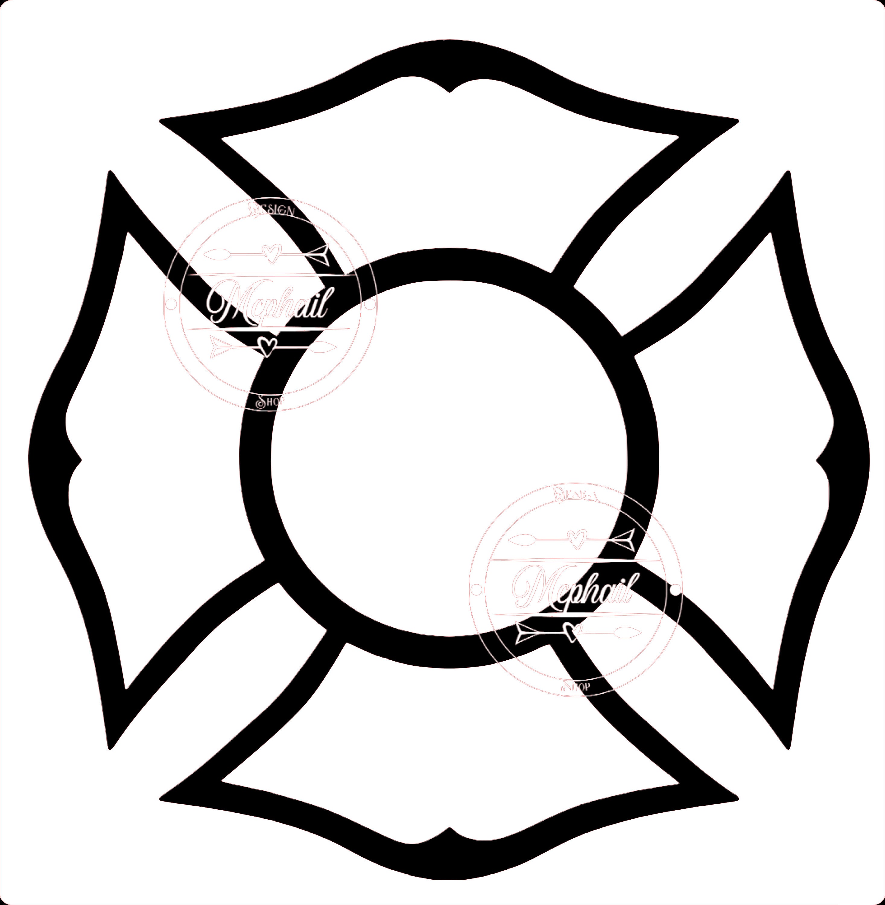 3 Metallic Maltese Designs, Fire Department Cross Design, Black, Red ...